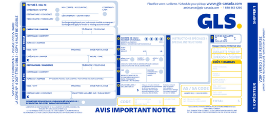 Waybills – GLS Canada Shop