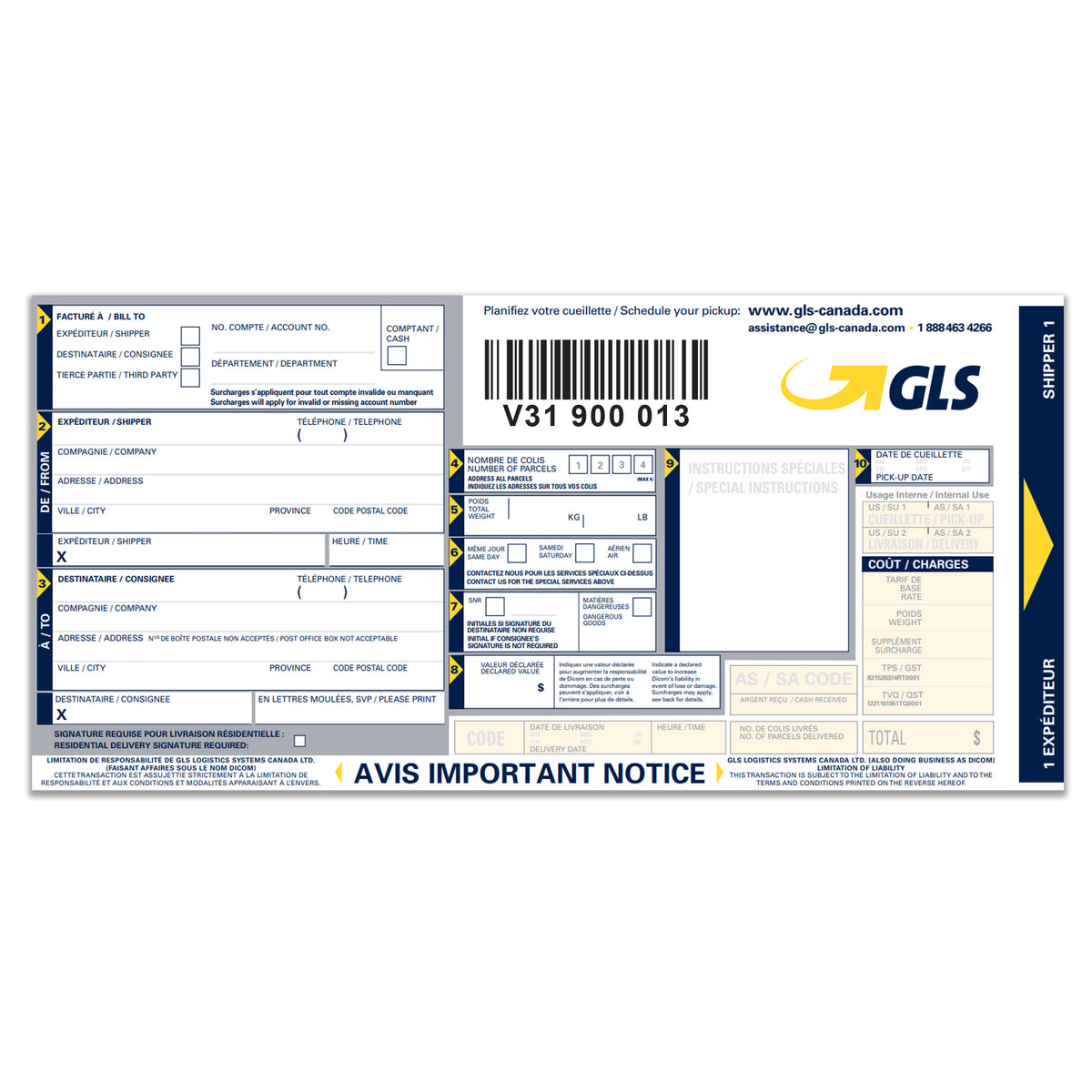 Waybill set (x25) – GLS Canada Shop