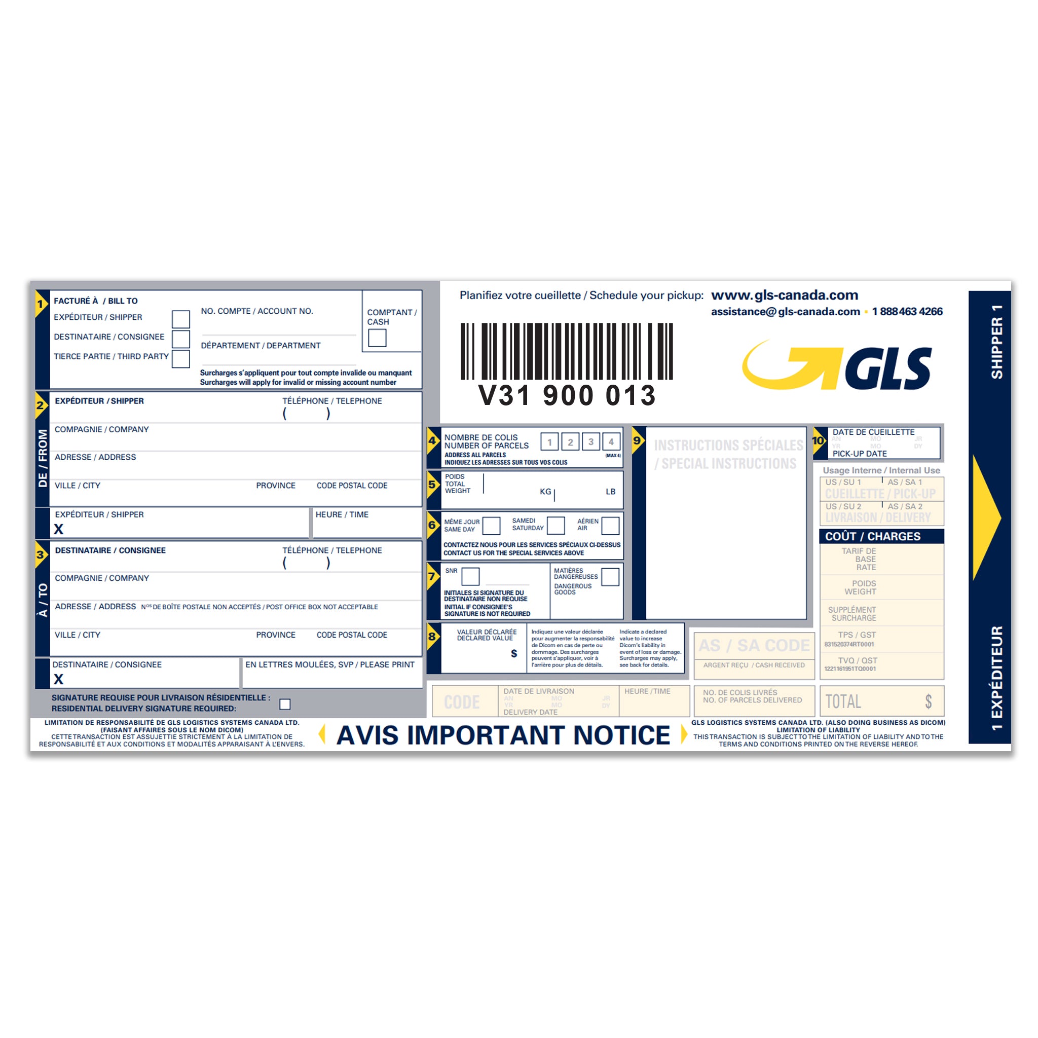Waybills – GLS Canada Shop