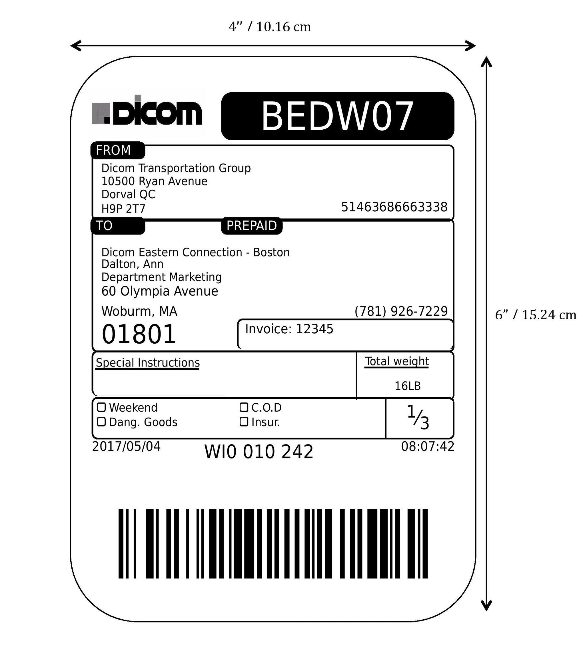 4" x 6" labels for TEC printer – GLS Canada Shop